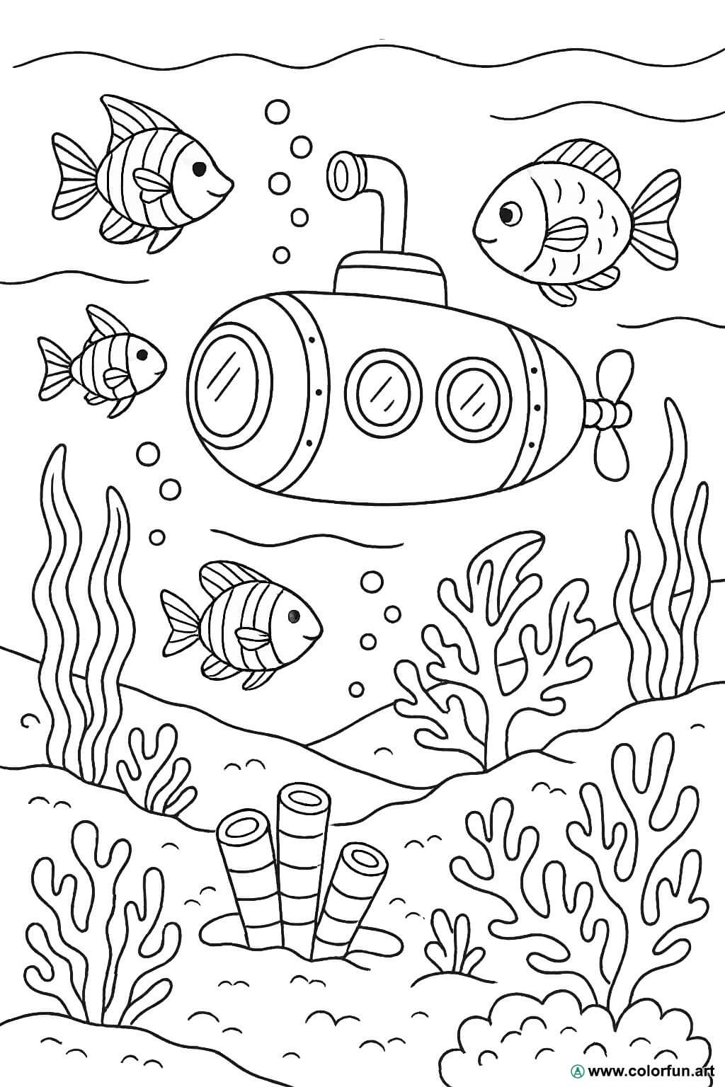 Coloriage de paysages sous-marins à Télécharger ou à Imprimer gratuitement