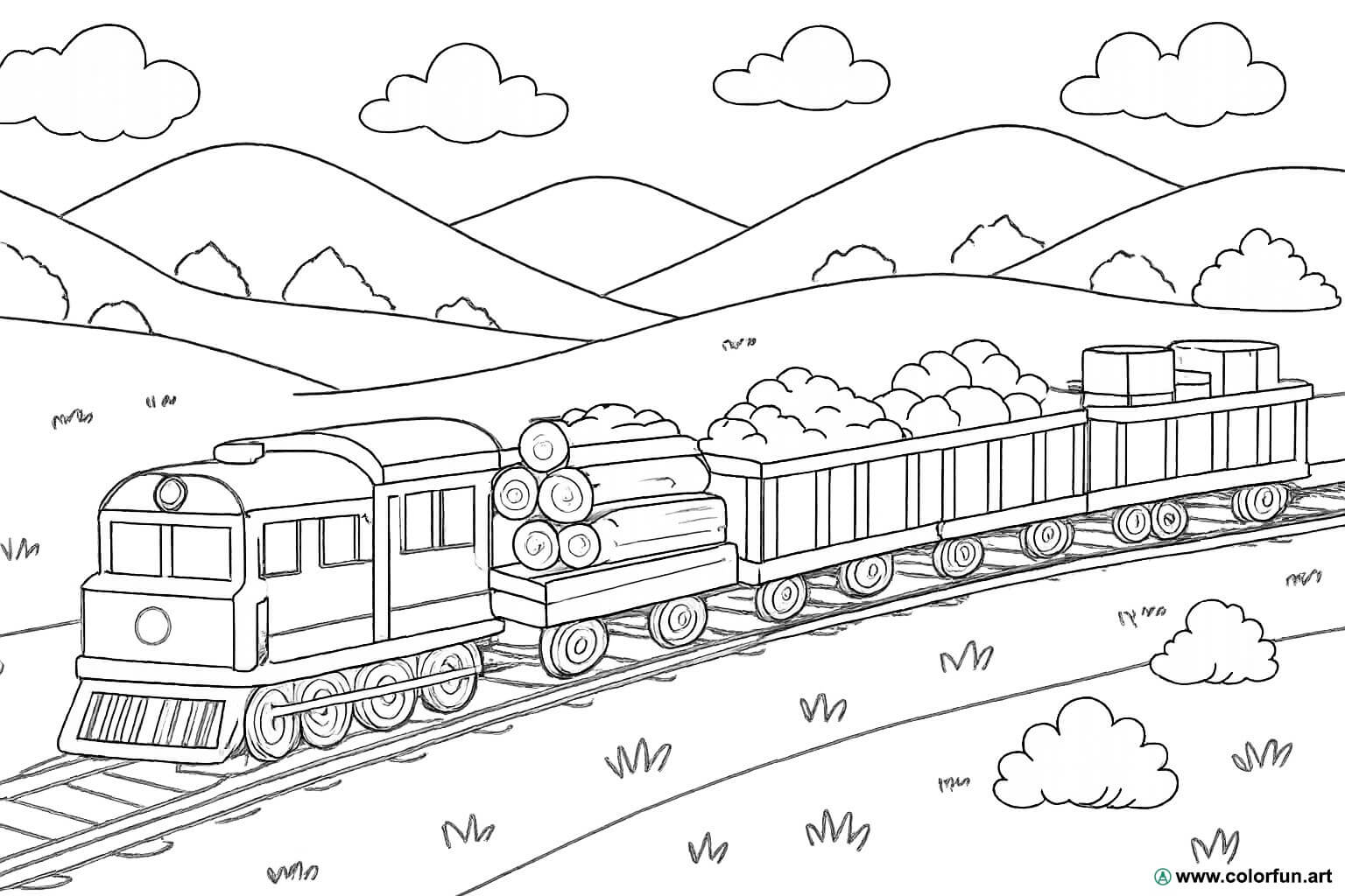 Freight train coloring page Download or Print for free