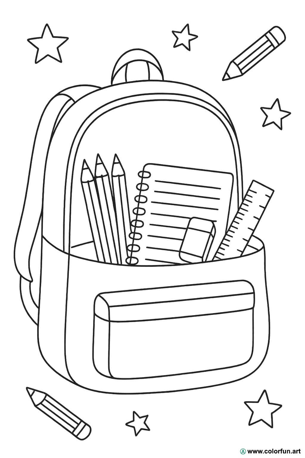 Coloriage de cartable pour le primaire à Télécharger ou à Imprimer ...