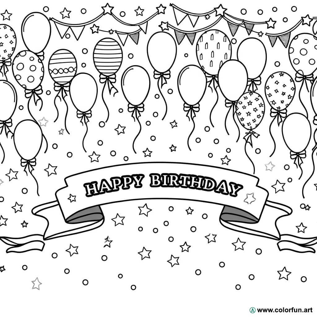 Coloriage pour un joyeux anniversaire avec des ballons festifs à ...