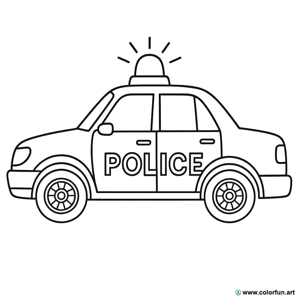 Police car coloring page with siren Download or Print for free