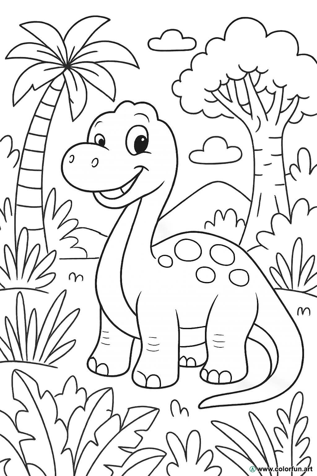 Coloriage de diplodocus cartoon à imprimer à Télécharger ou à Imprimer ...