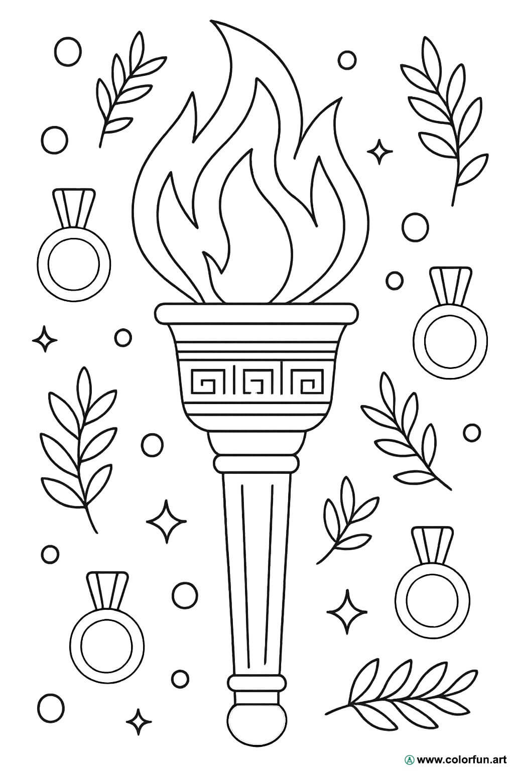 Dibujo para colorear fácil de la llama olímpica Descargar o Imprimir de ...