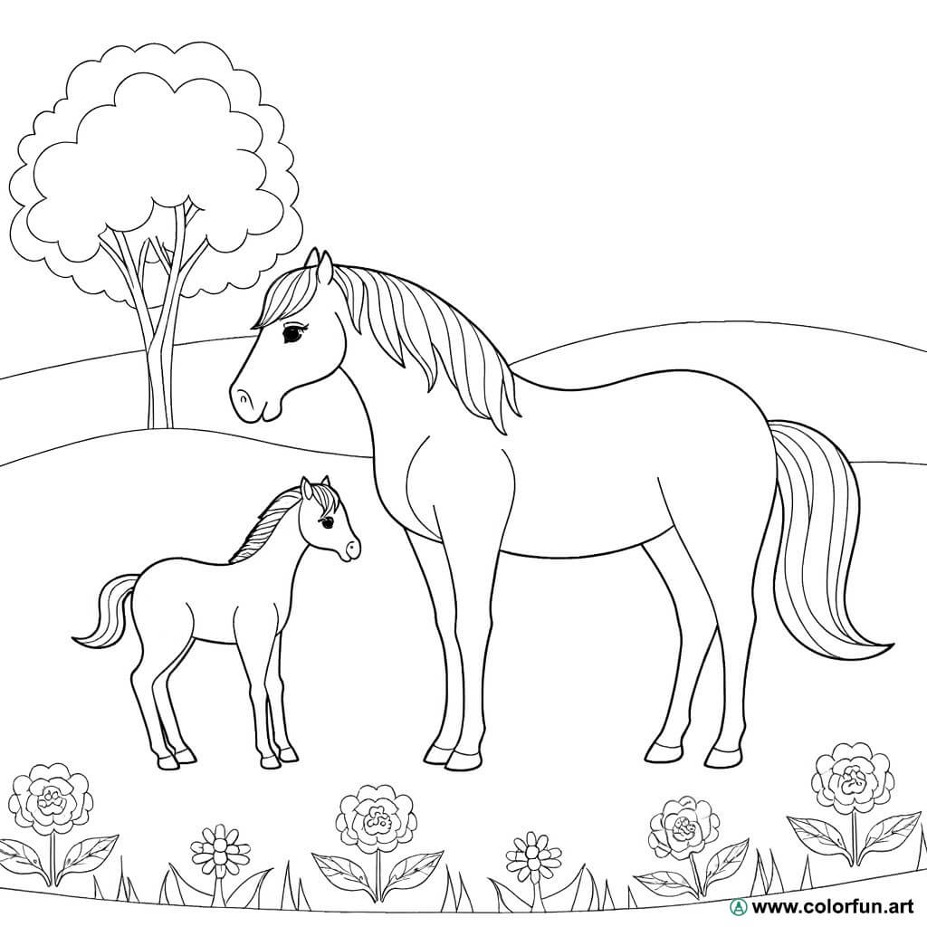 Coloriage facile de cheval et poulain à Télécharger ou à Imprimer ... Coloriage facile de cheval et poulain à Télécharger ou à Imprimer ...
