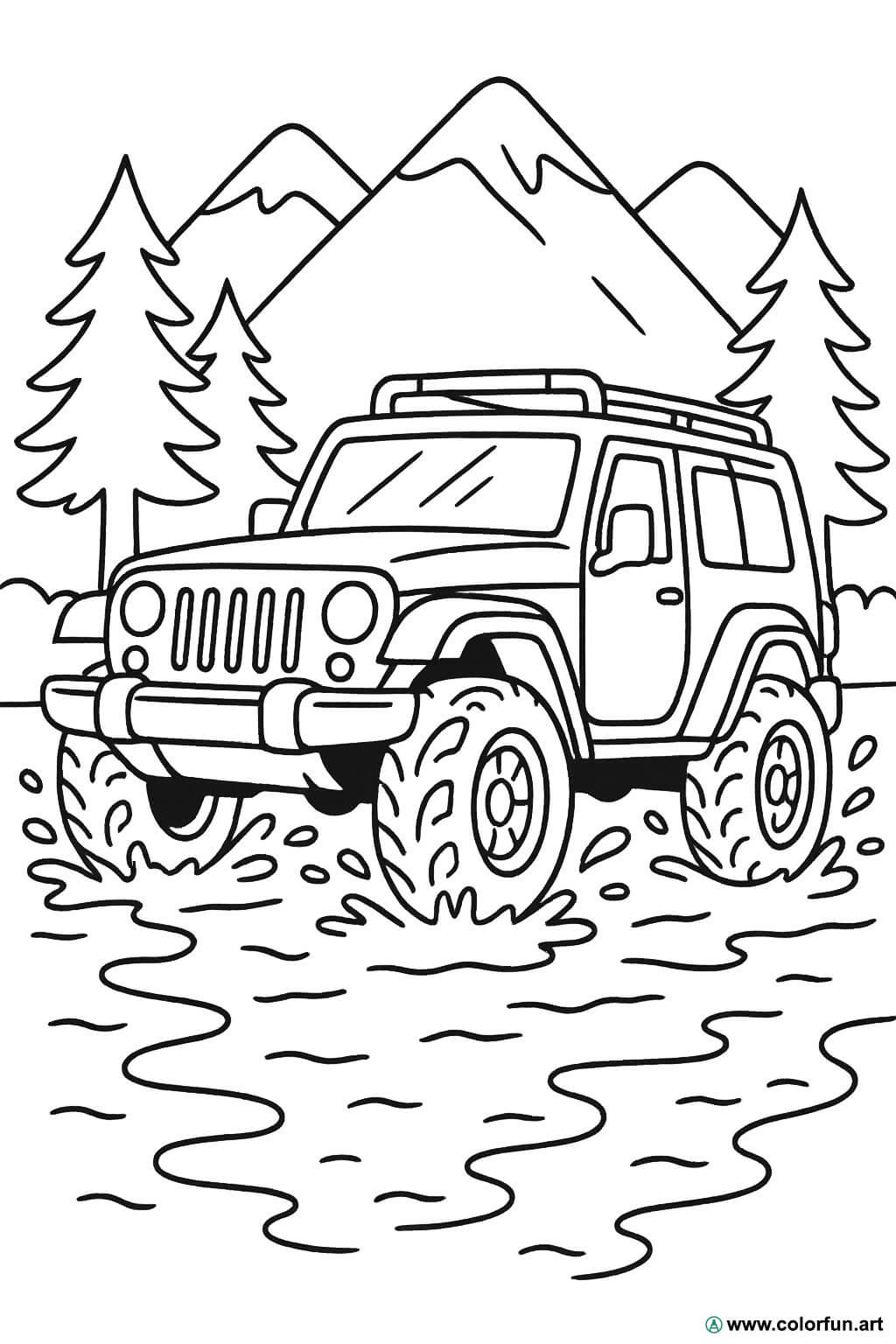 4x4 in the mud coloring page Download or Print for free