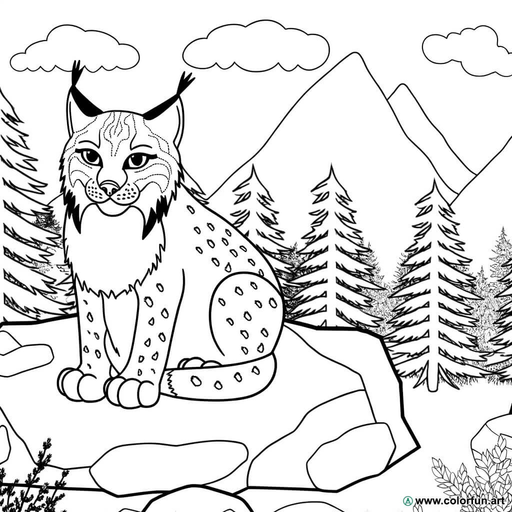 Lynx coloring page in nature Download or Print for free