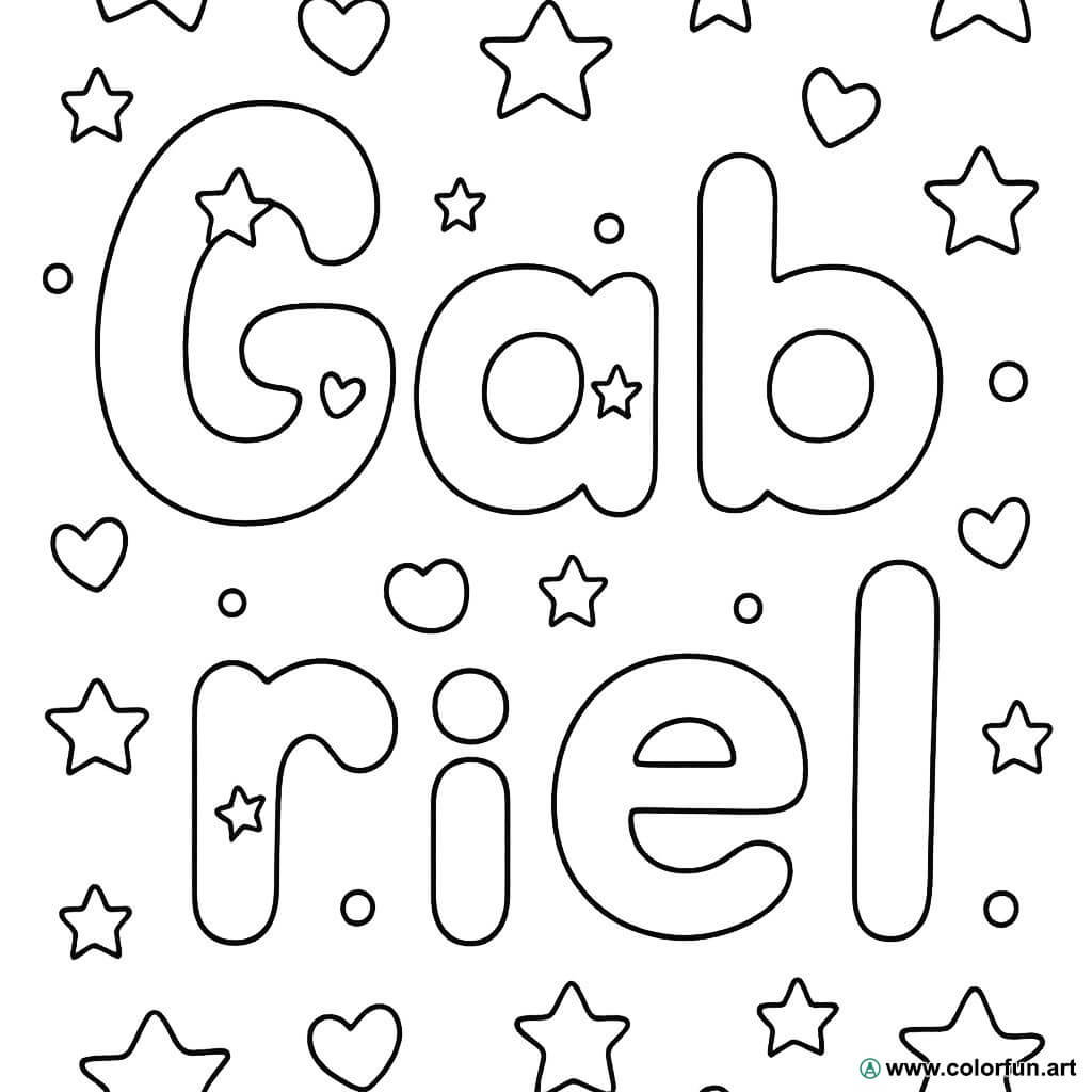 Coloring page of the name Gabriel Download or Print for free