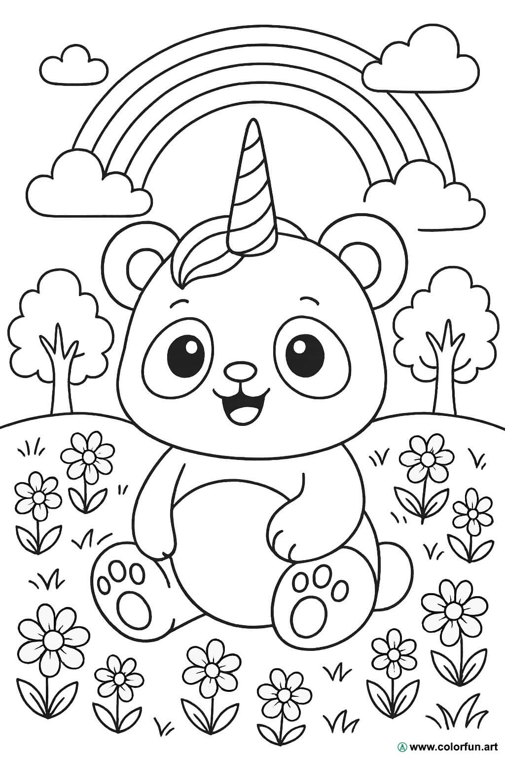 Kolorowanka jednorożca pandy w dzikiej przyrodzie Do pobrania lub ...