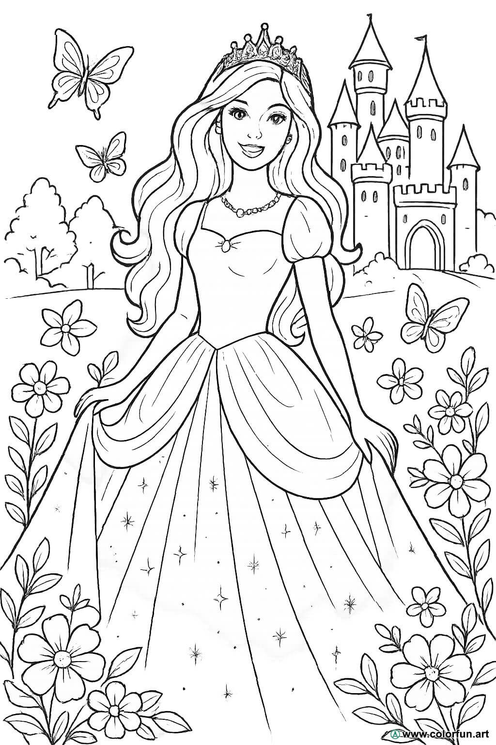 Princess Barbie coloring page Download or Print for free