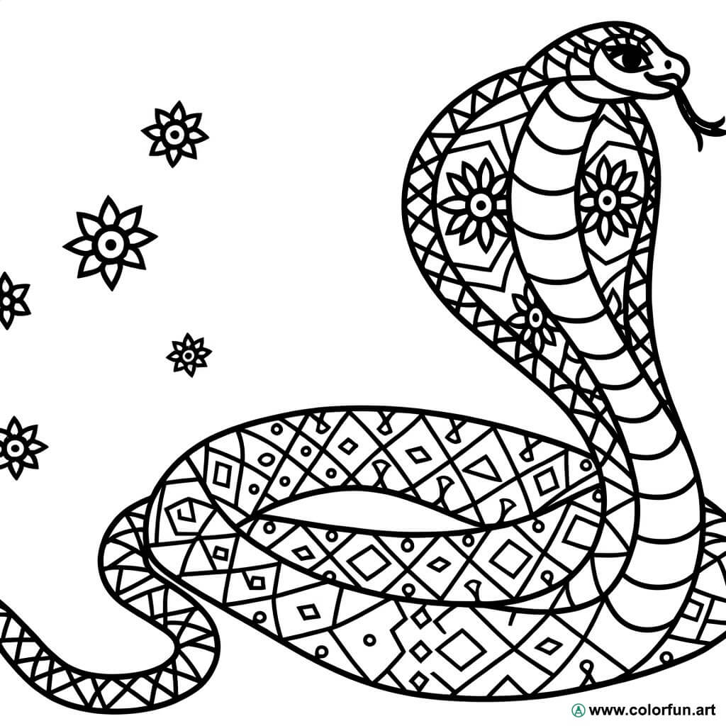 Artistic cobra coloring page Download or Print for free