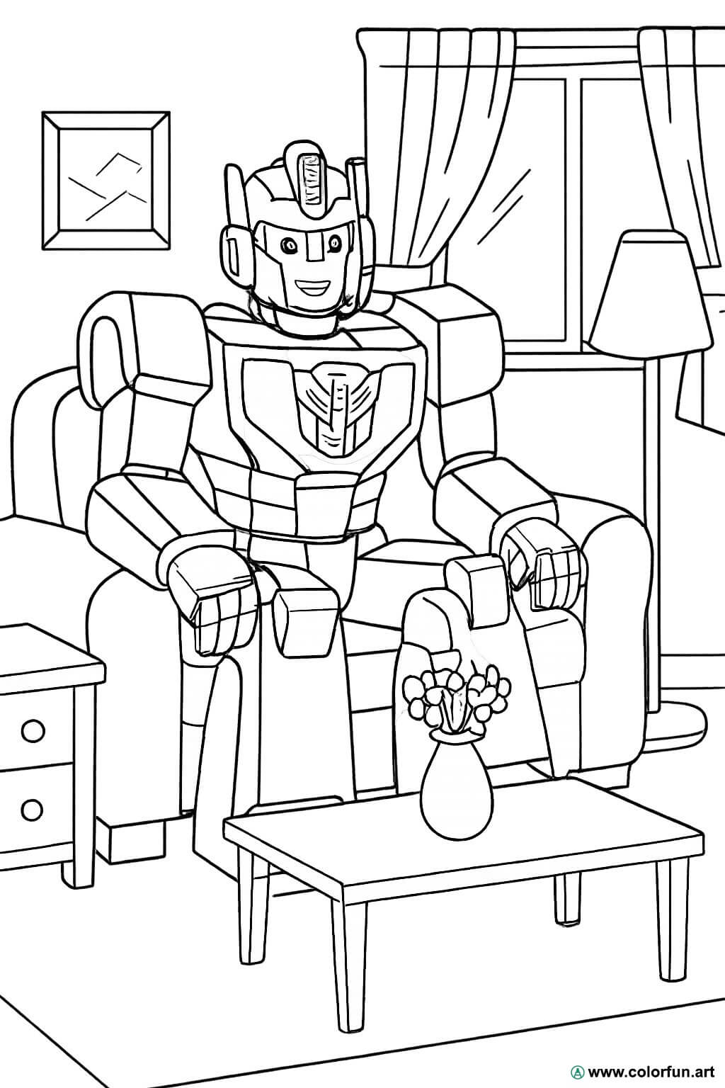 Dibujo para colorear de Transformers en casa Descargar o Imprimir de ...