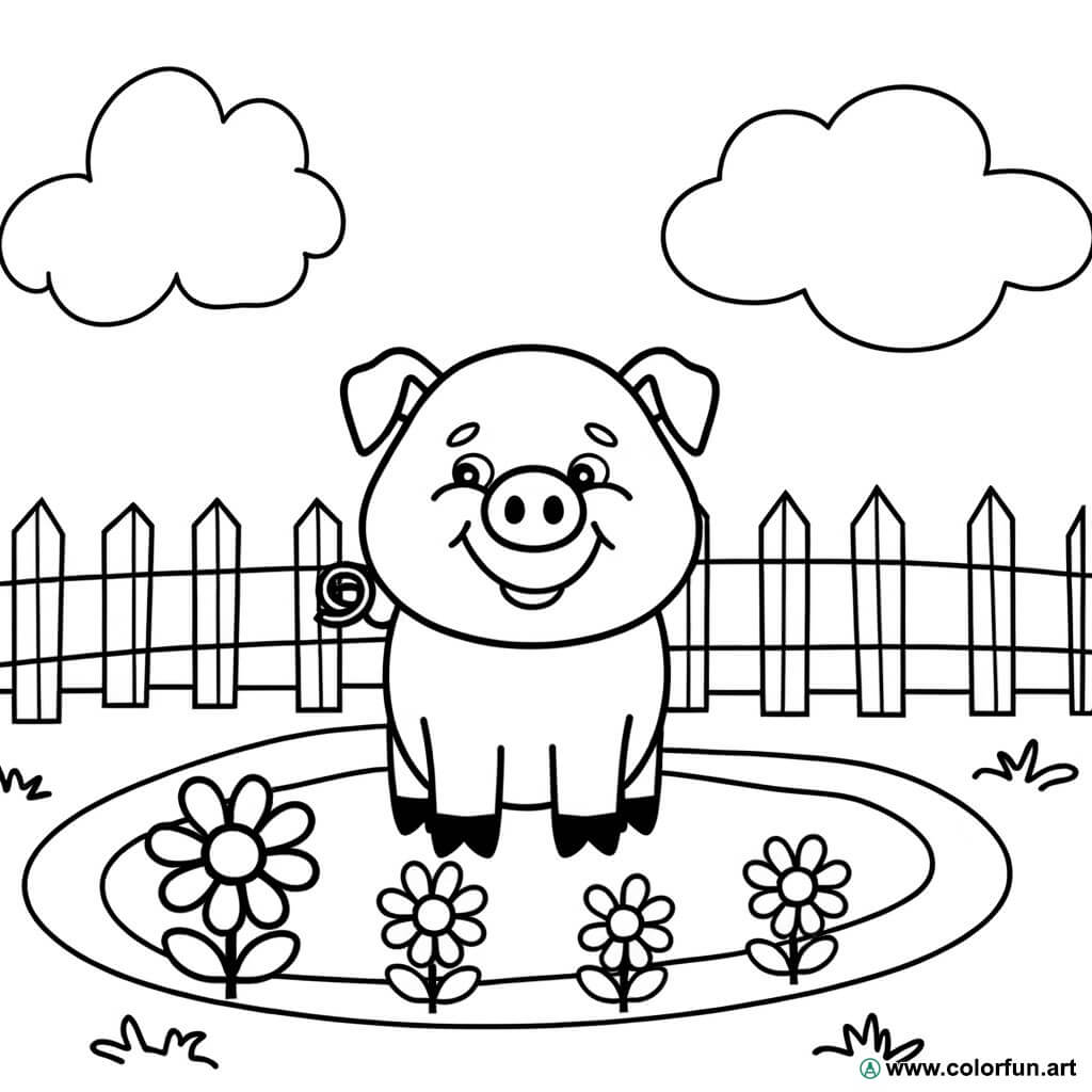 Easy pig coloring page Download or Print for free