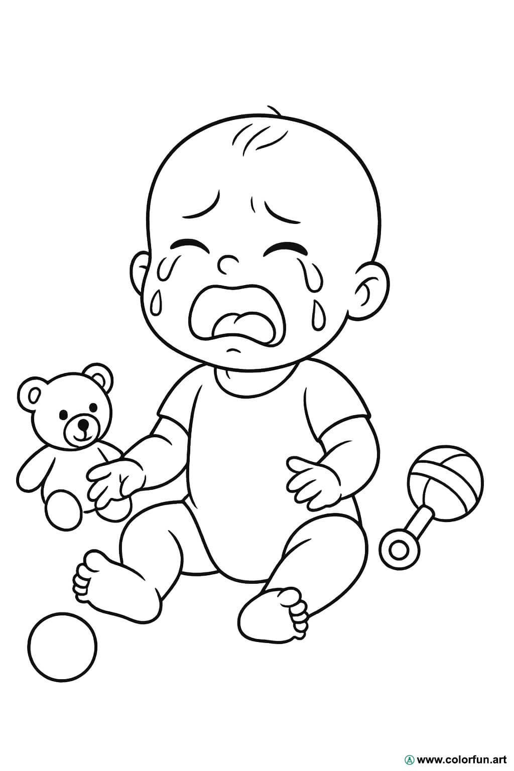 Coloring page of a crying human baby Download or Print for free