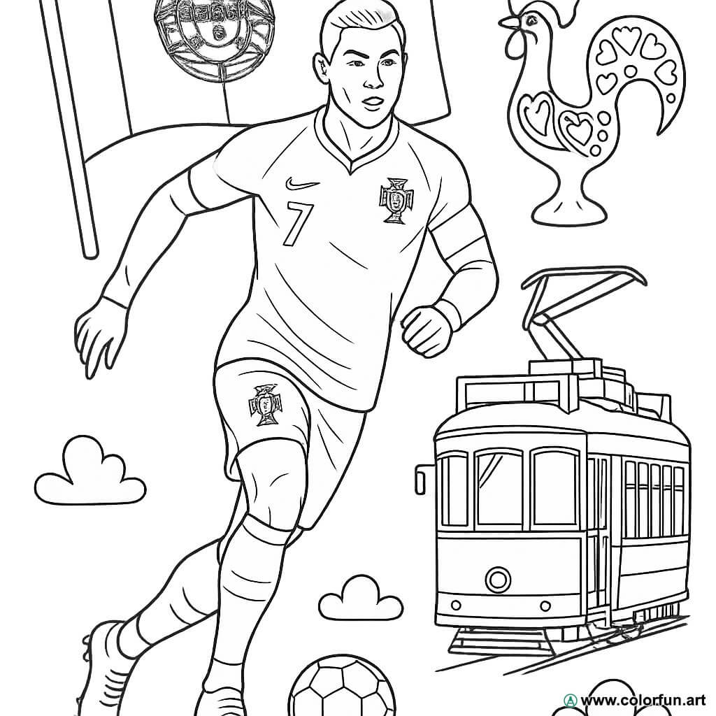 Coloriage de Ronaldo au Portugal à Télécharger ou à Imprimer gratuitement