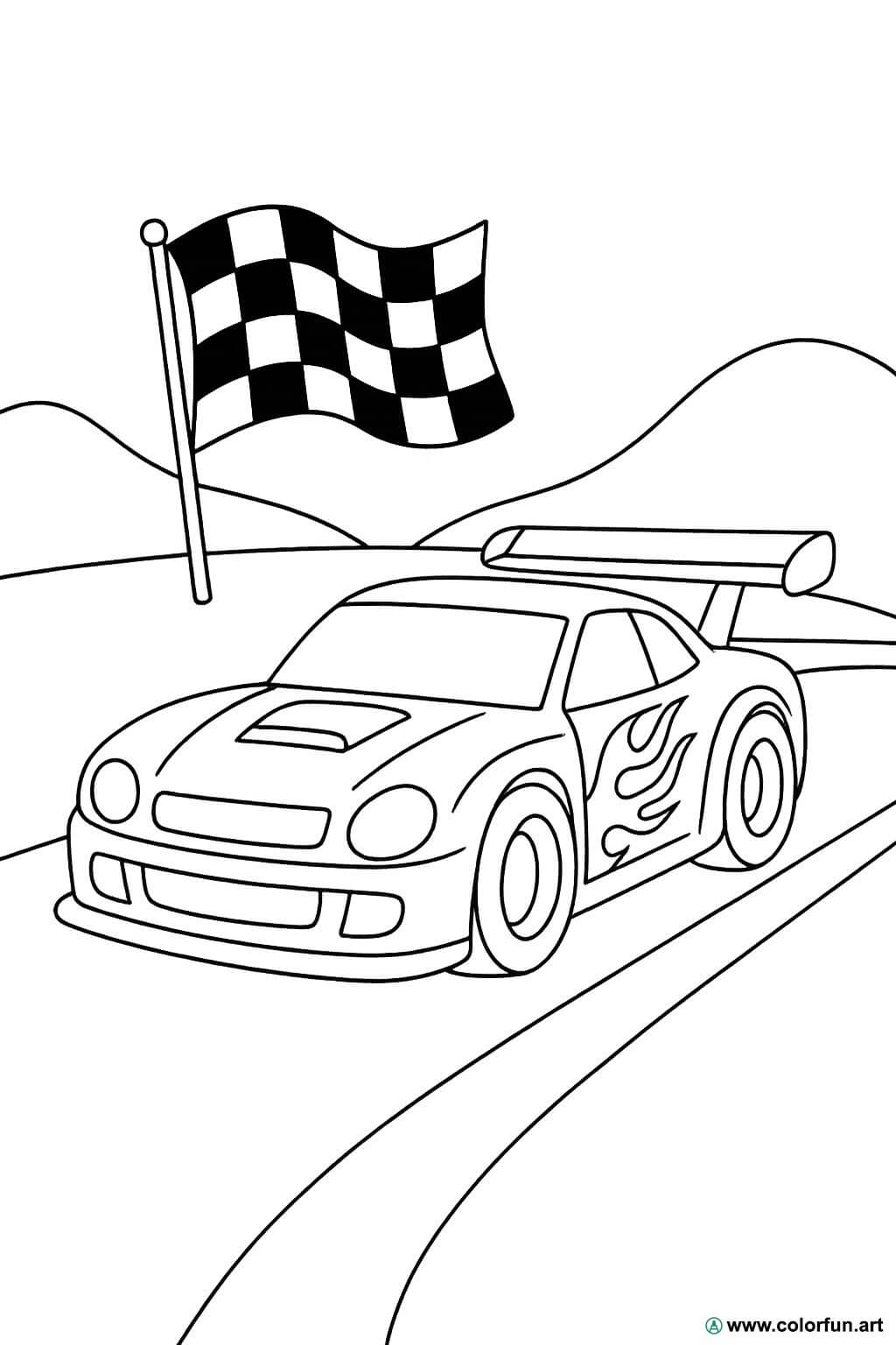 Pink race car coloring page Download or Print for free