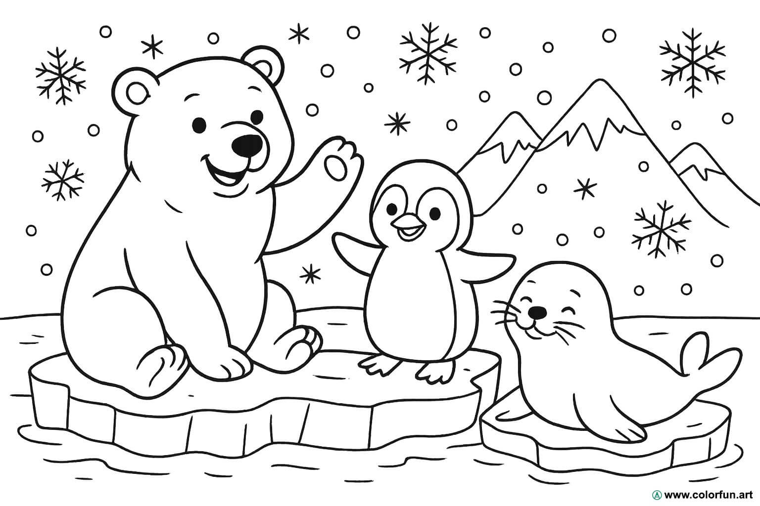 Coloriage d'hiver des animaux polaires à Télécharger ou à Imprimer ...