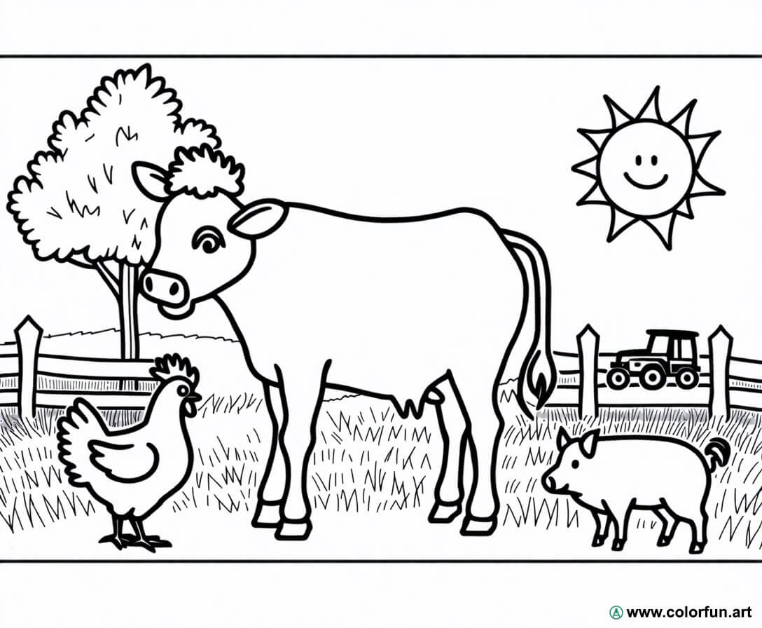 Dibujo para colorear de animales de la granja para completar Descargar ...