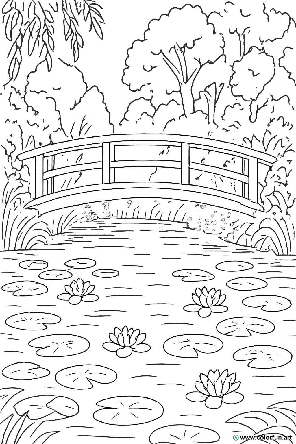 Coloring page inspired by the impressionist landscapes of Claude Monet ...