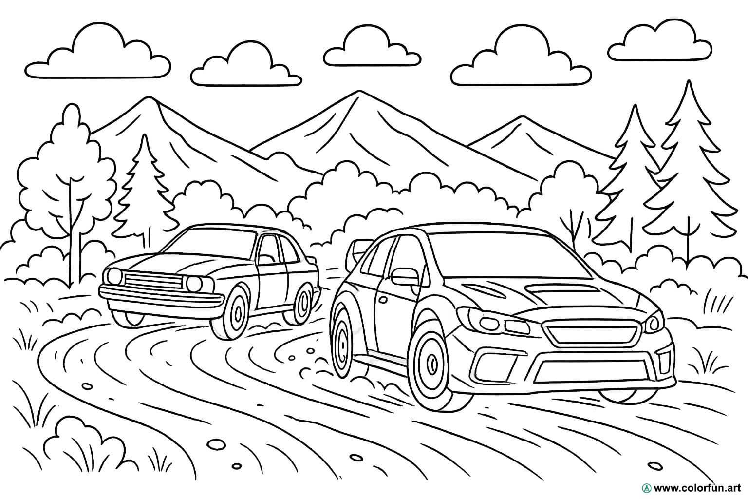 Rally car race coloring page Download or Print for free