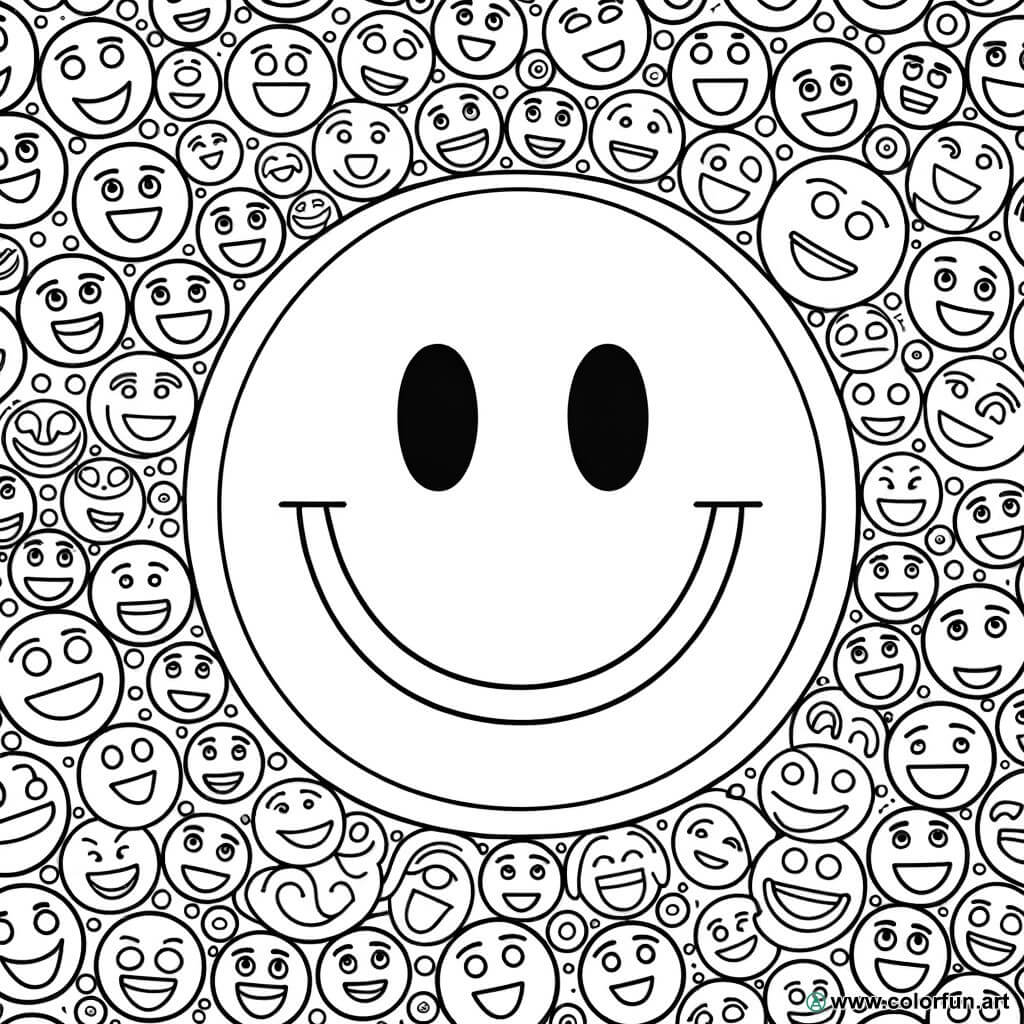 Easy smiley coloring page Download or Print for free
