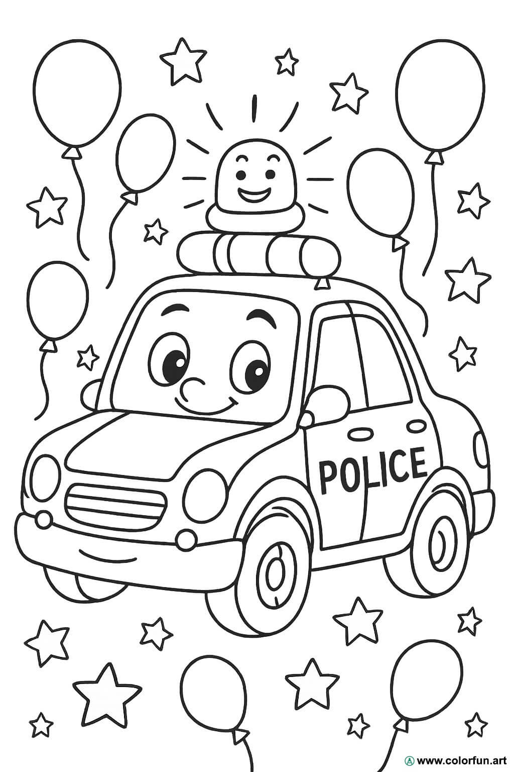 Fun police car coloring page Download or Print for free