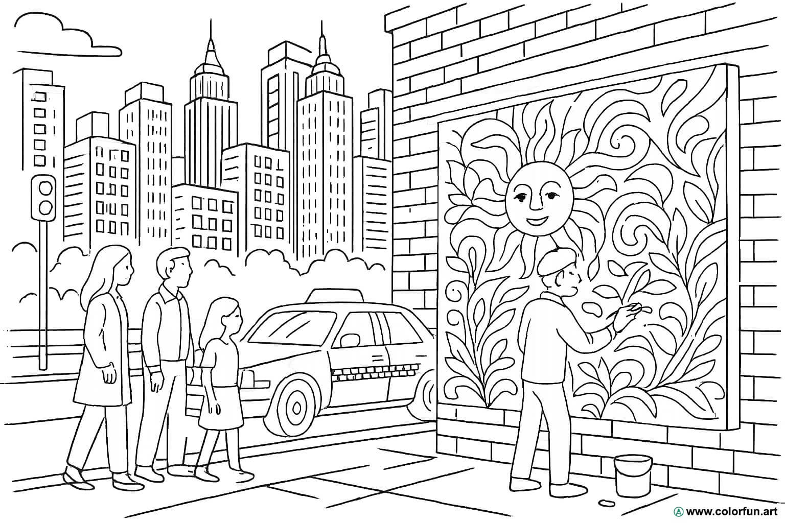 New York and Street Art coloring page Download or Print for free