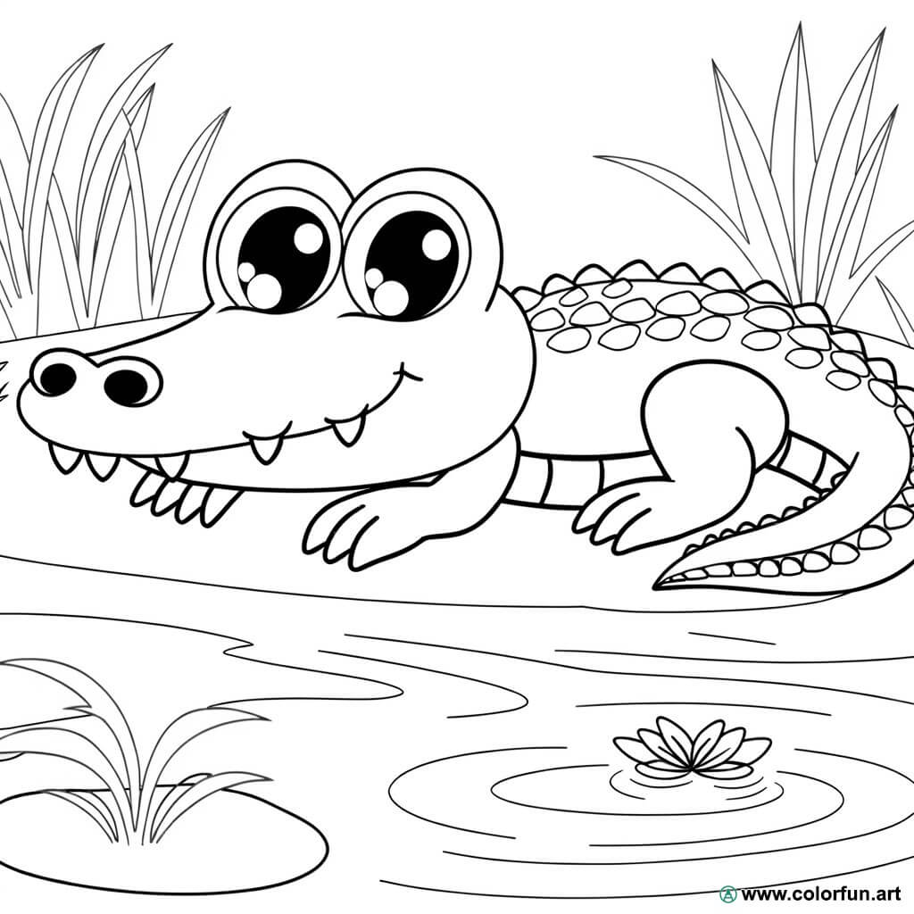 Coloriage de crocodile cartoon à imprimer à Télécharger ou à Imprimer ...