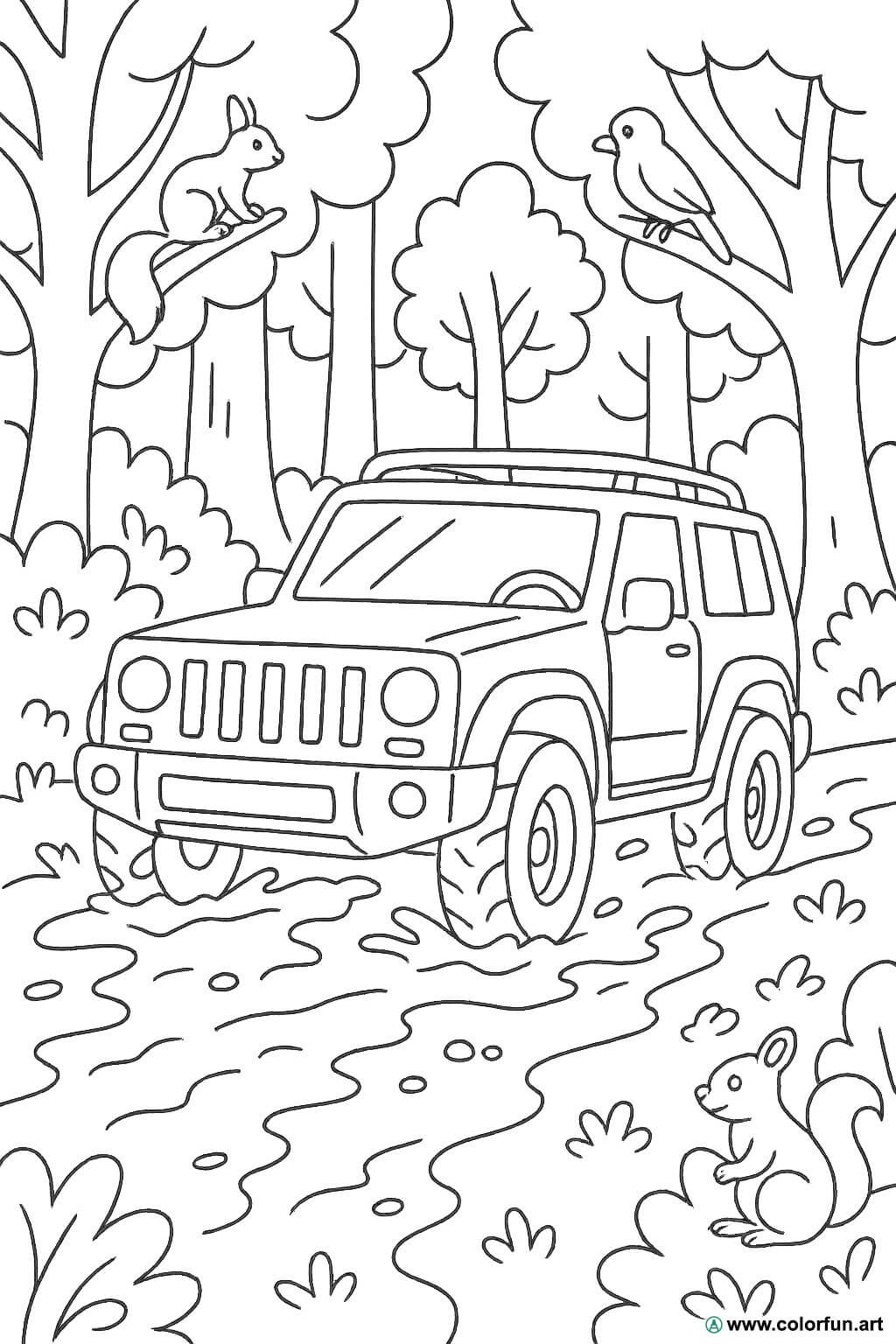 4x4 forest adventure coloring page Download or Print for free