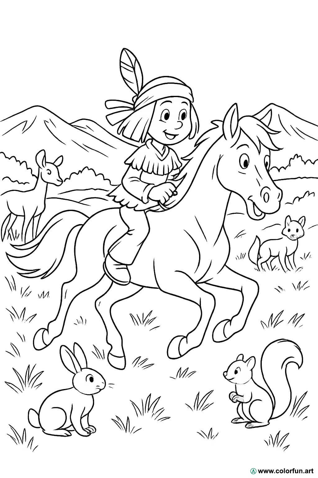 Coloriage de Yakari et ses exploits à Télécharger ou à Imprimer ...