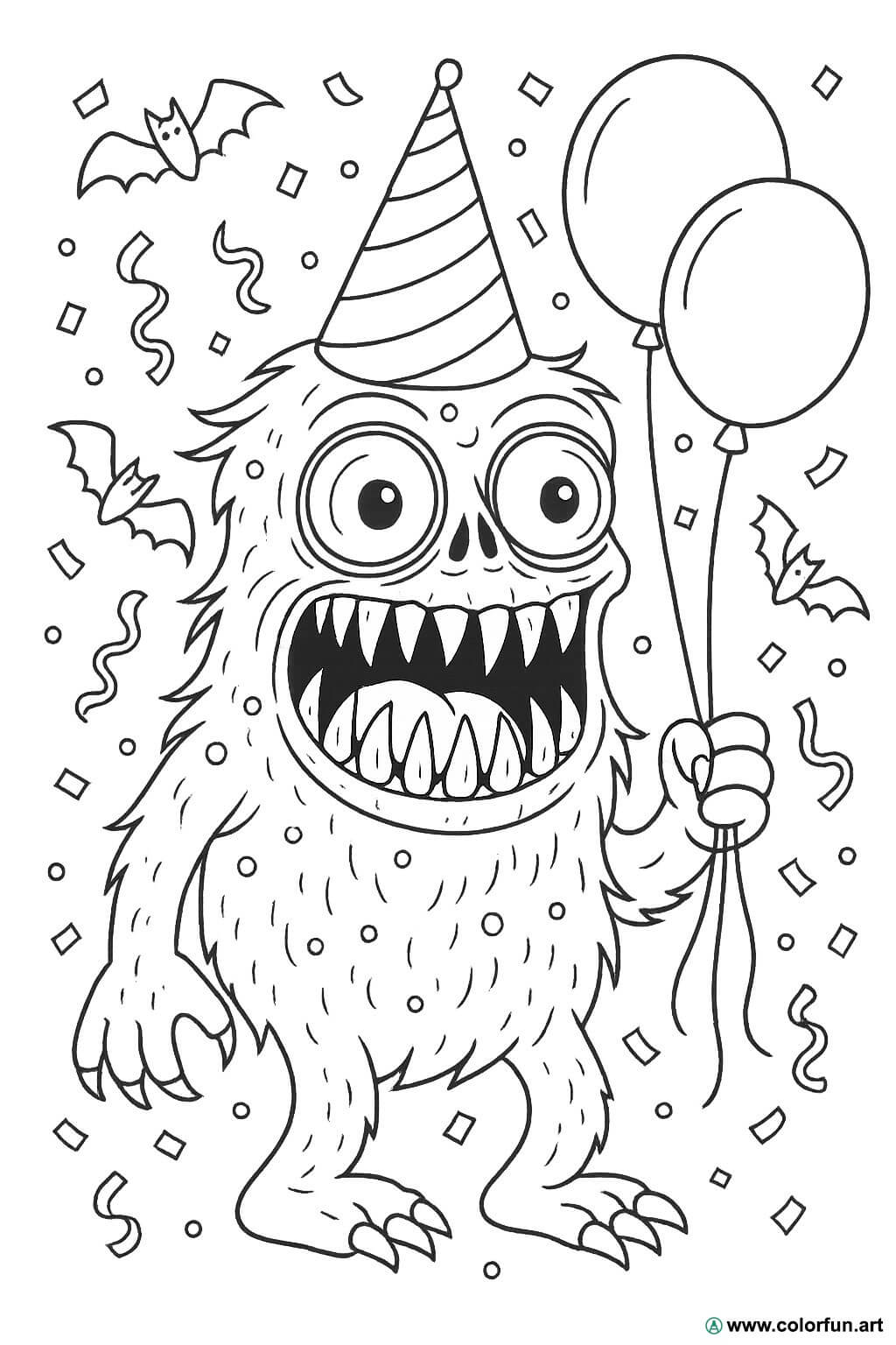 Coloriage d'un monstre effrayant pour la fête à Télécharger ou à ...