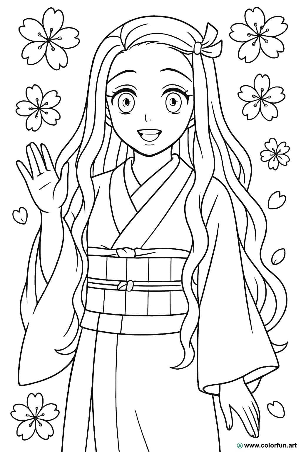 Original coloring page of Nezuko Kamado Download or Print for free
