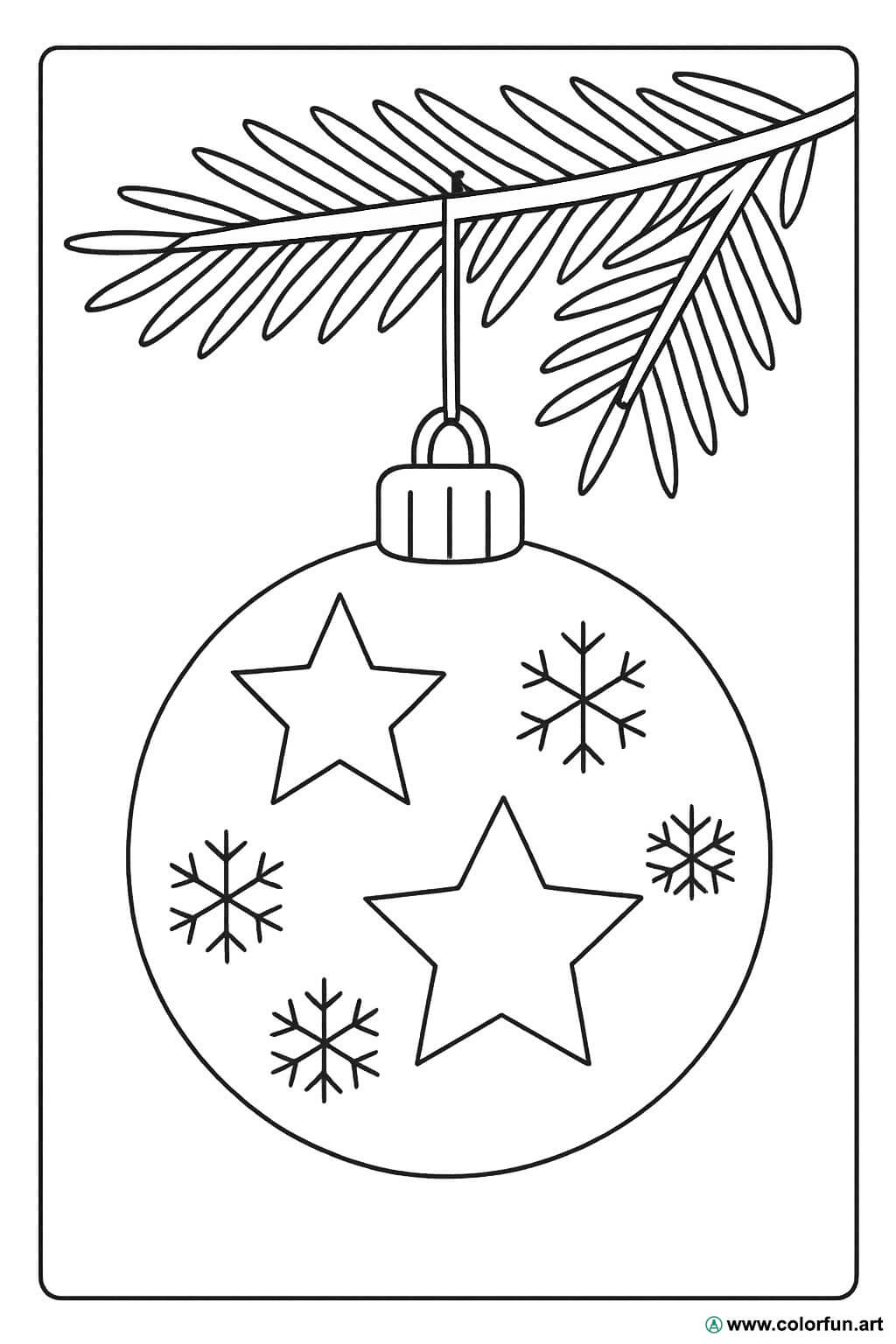 Dibujo para colorear de una bola de Navidad tradicional Descargar o ...