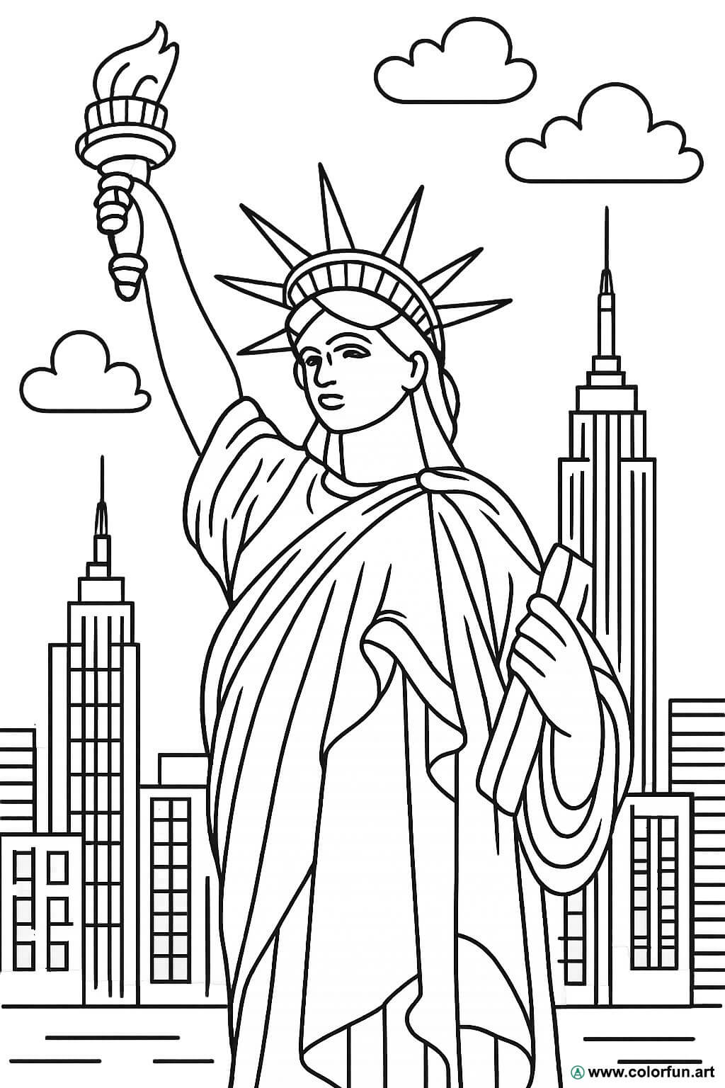 Dibujo para colorear simple de Nueva York Descargar o Imprimir de forma ...