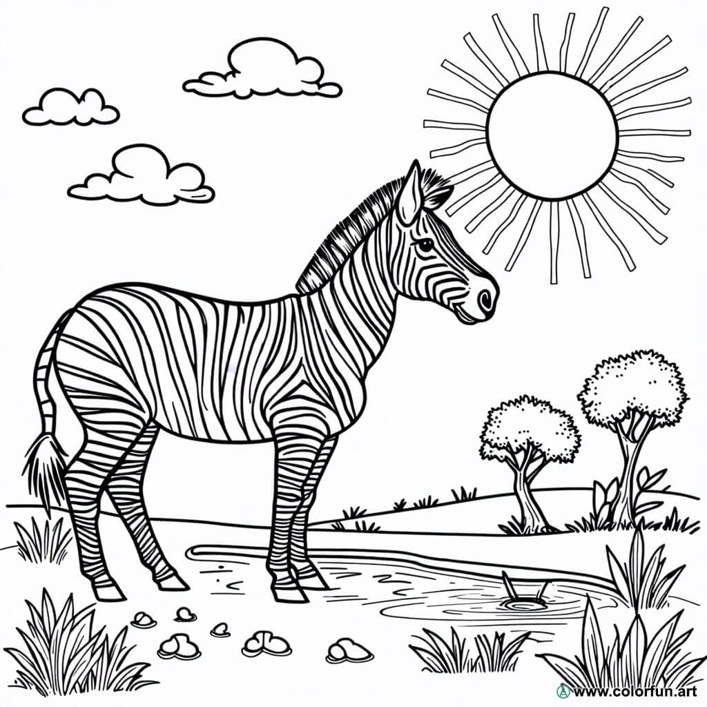 Easy zebra coloring page Download or Print for free