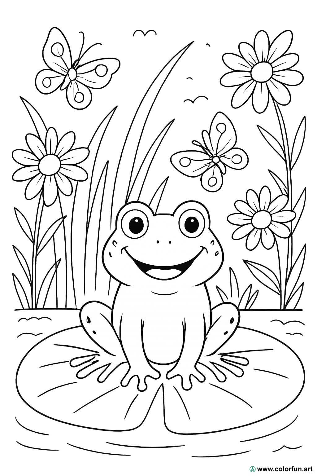 Dibujo para colorear de sapo en el jardín Descargar o Imprimir de forma ...