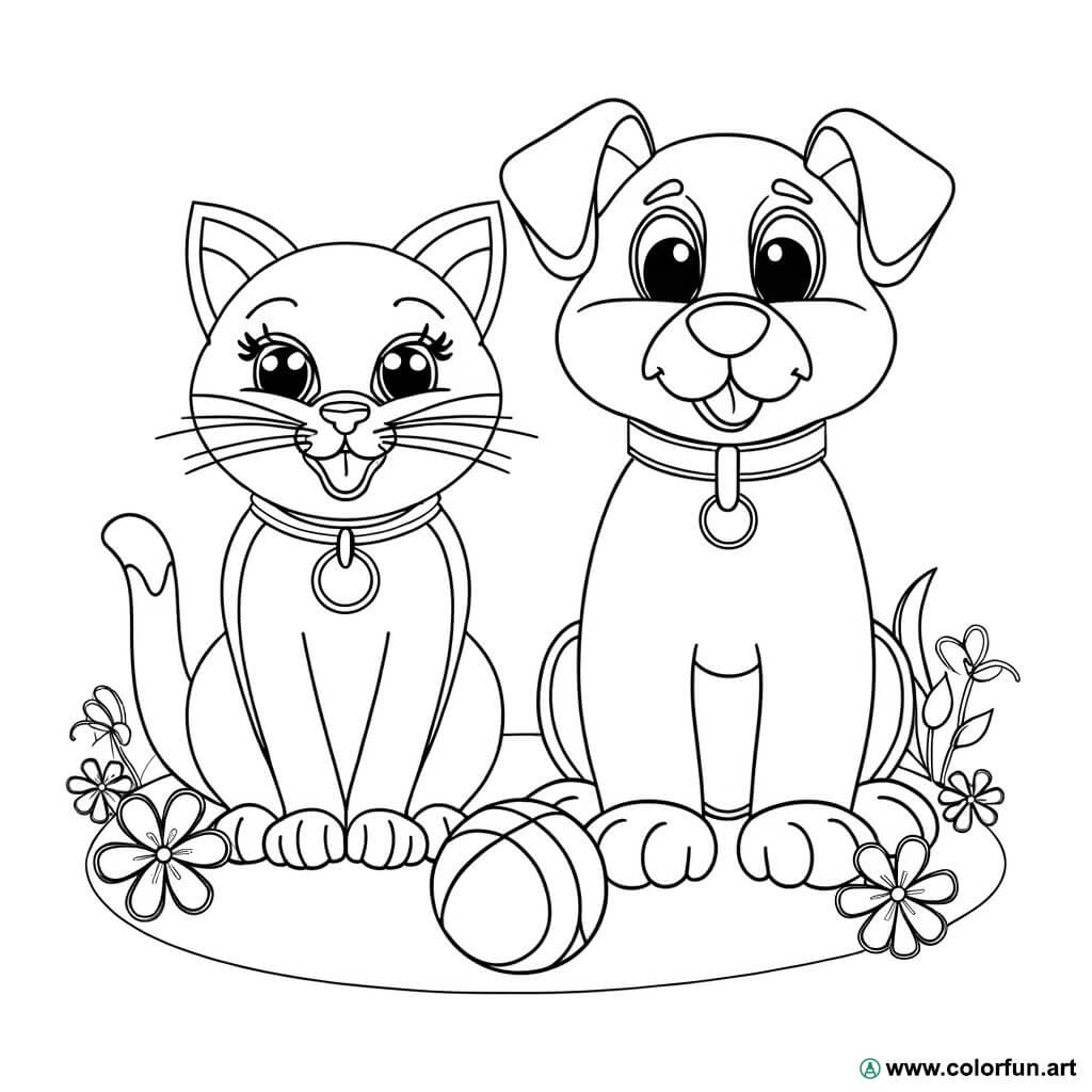 Coloriages Chien Et Chat