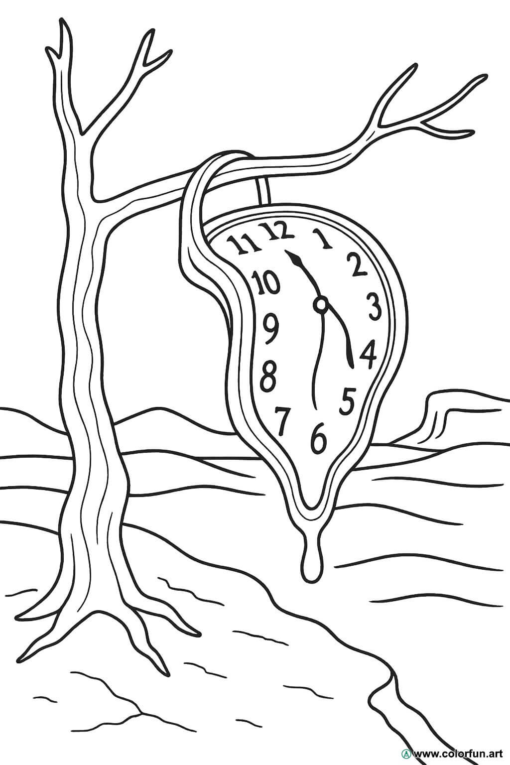 Coloring page inspired by the modern art of Salvador Dalí Download or ...