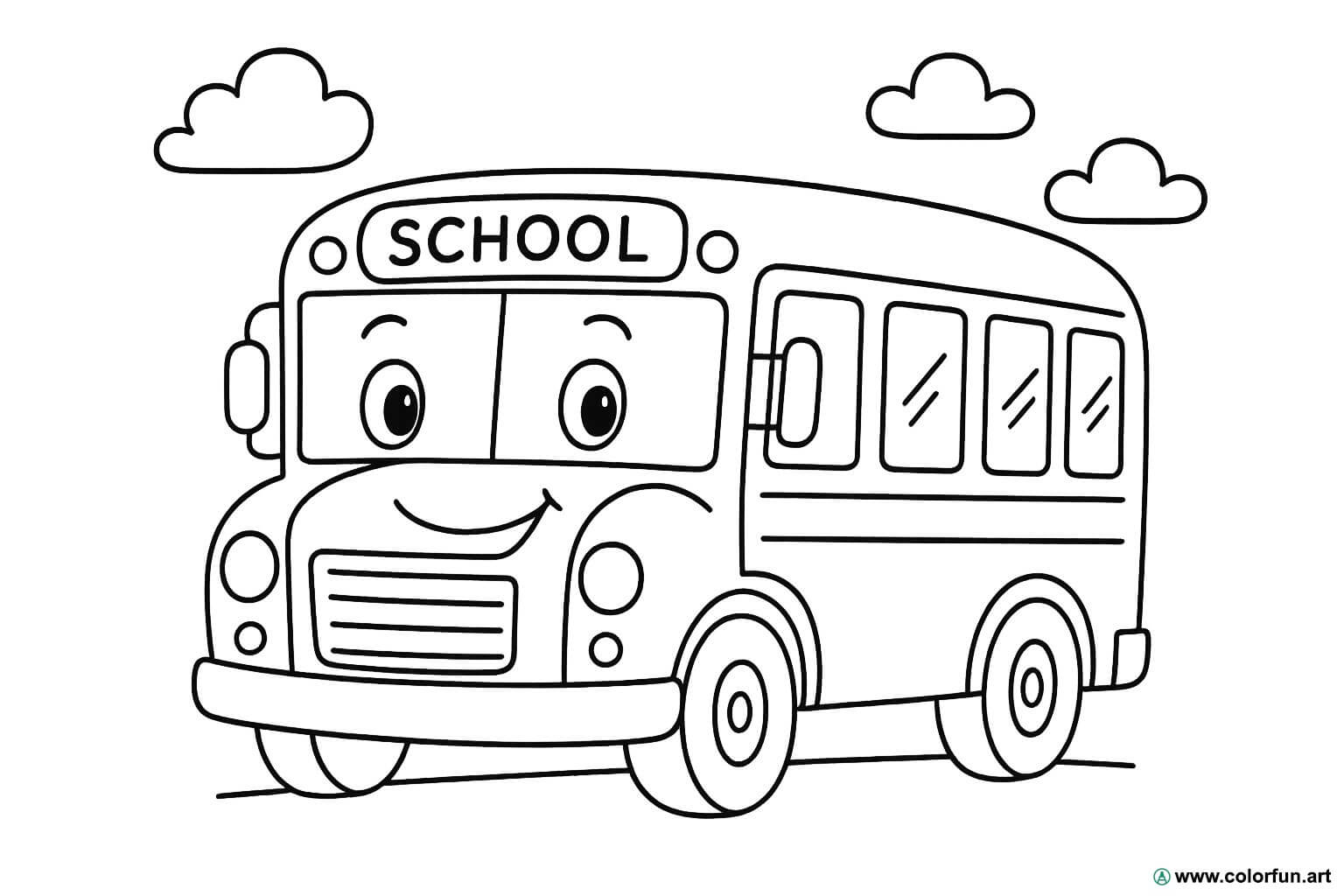 Disegno da colorare dell'autobus scolastico Scarica o Stampa gratuitamente