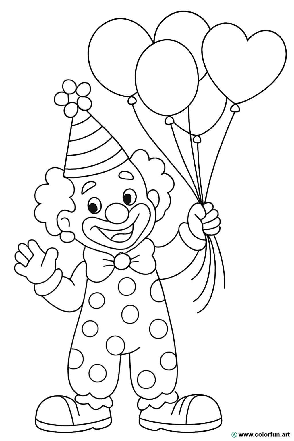 Dibujo para colorear de un payaso con globos Descargar o Imprimir de ...
