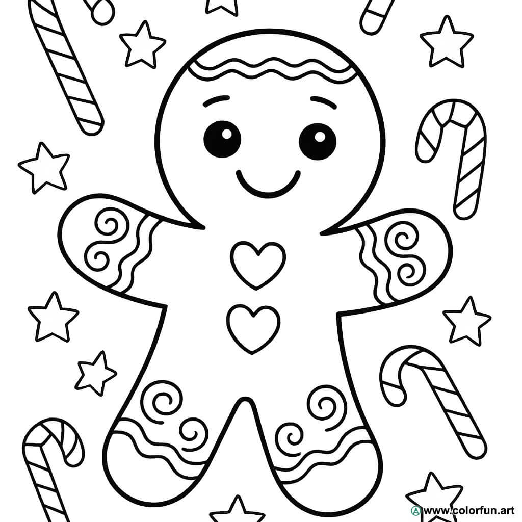 Cute gingerbread coloring page Download or Print for free