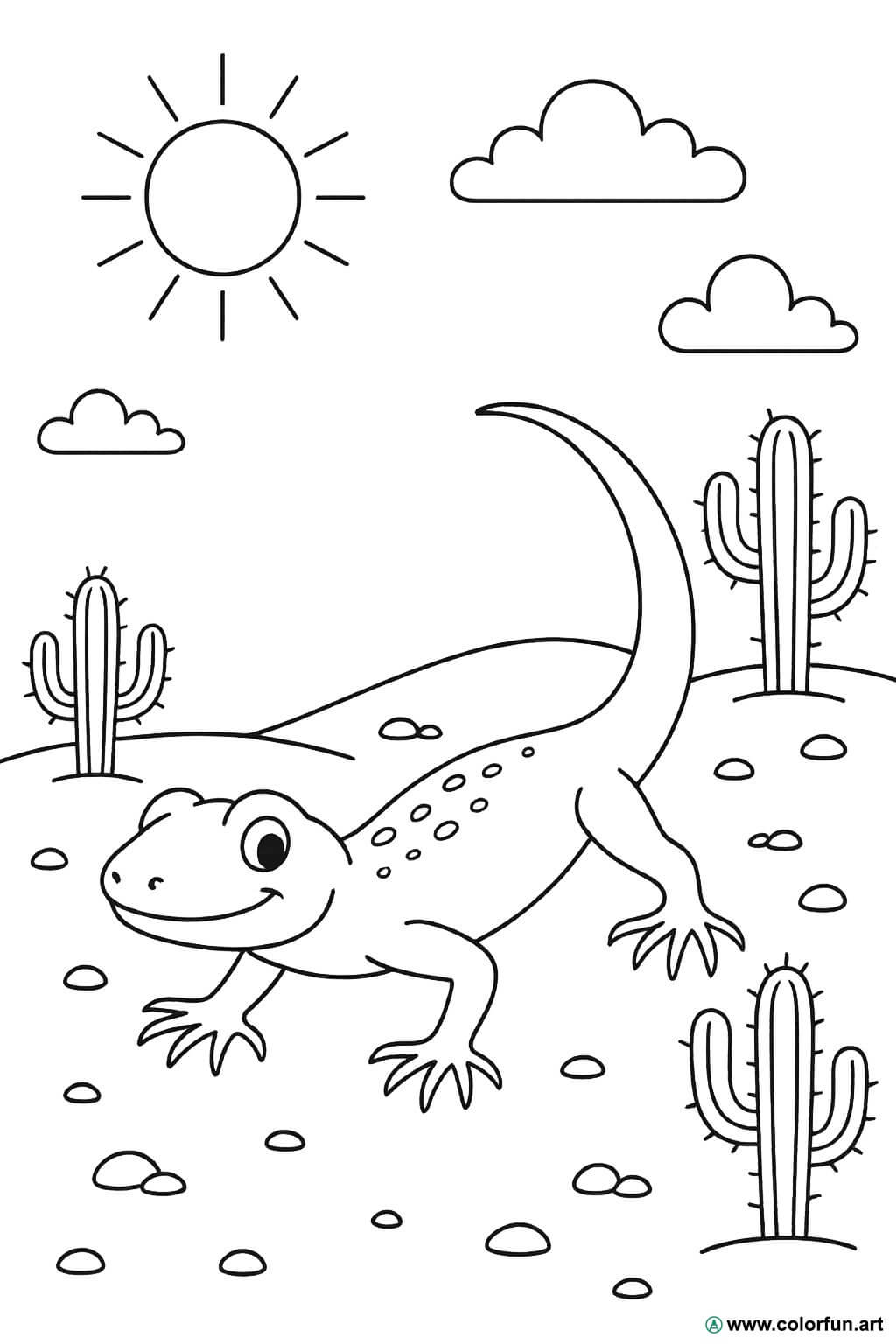 Dibujo para colorear de un lagarto en el desierto Descargar o Imprimir ...