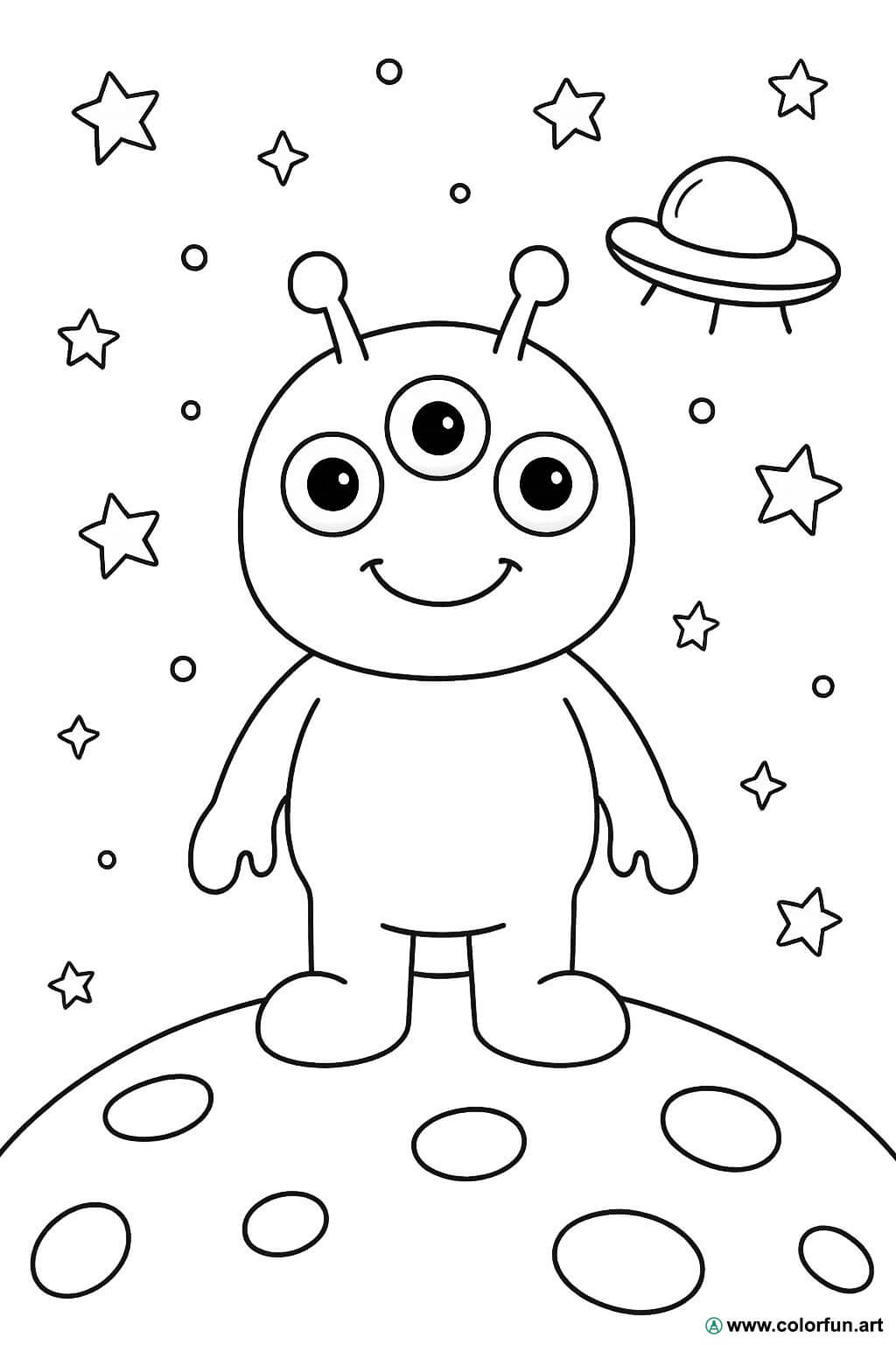 Alien coloring page for little ones Download or Print for free