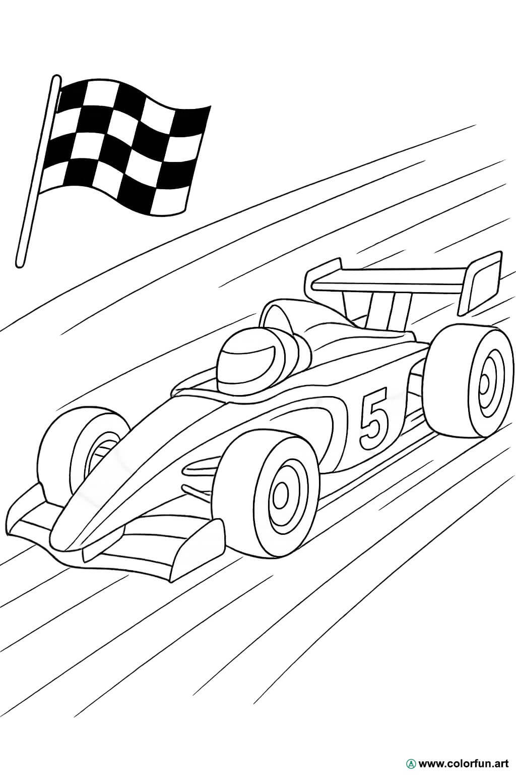 Printable racing car coloring page Download or Print for free