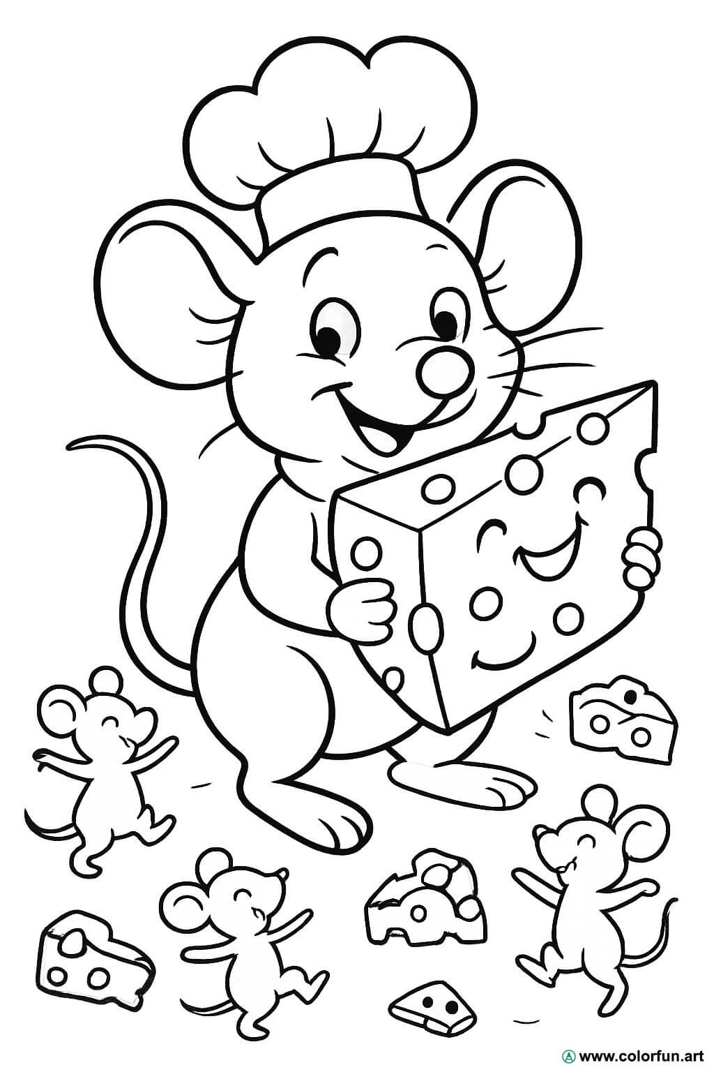Fun cheese coloring page Download or Print for free