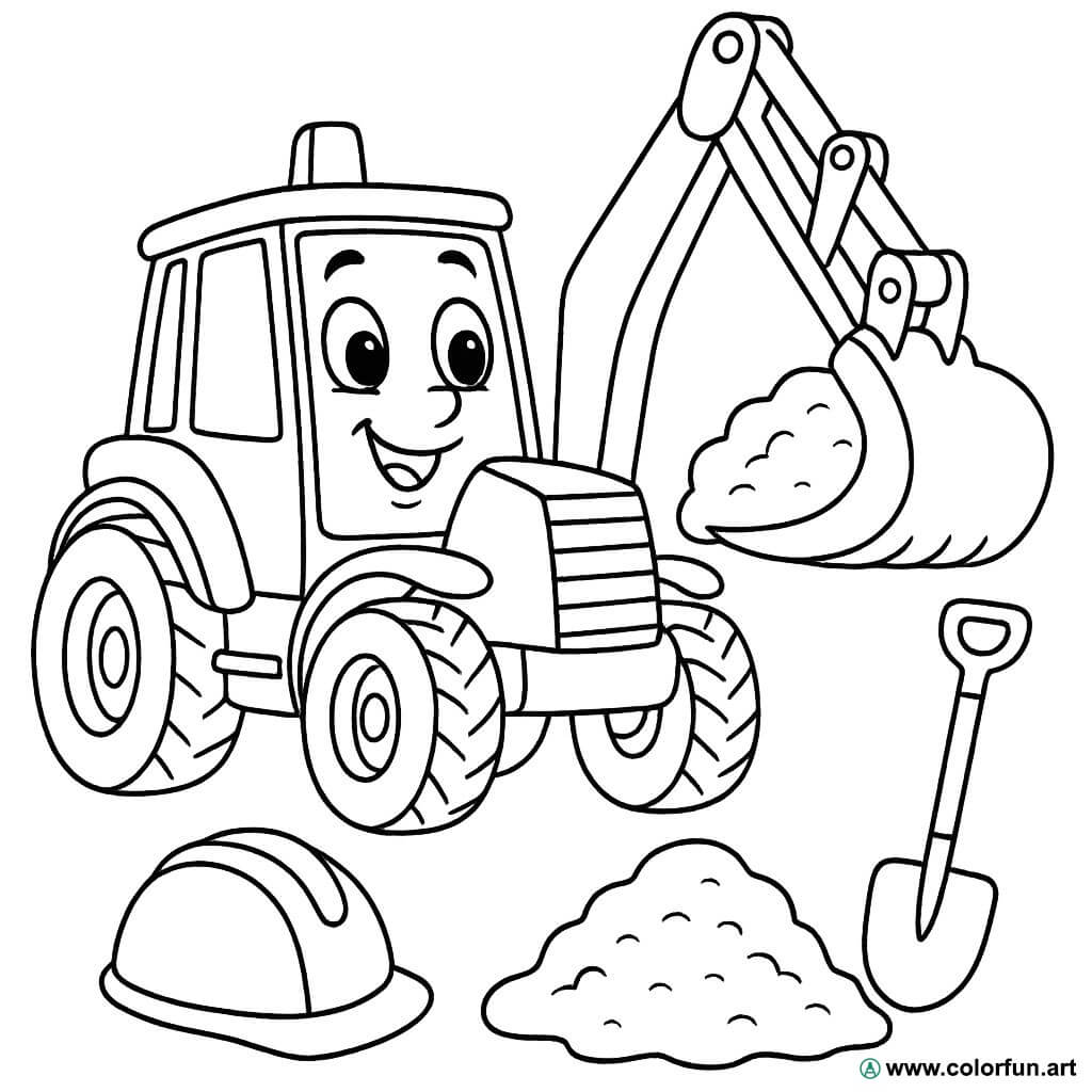 Creative coloring page of a digger Download or Print for free