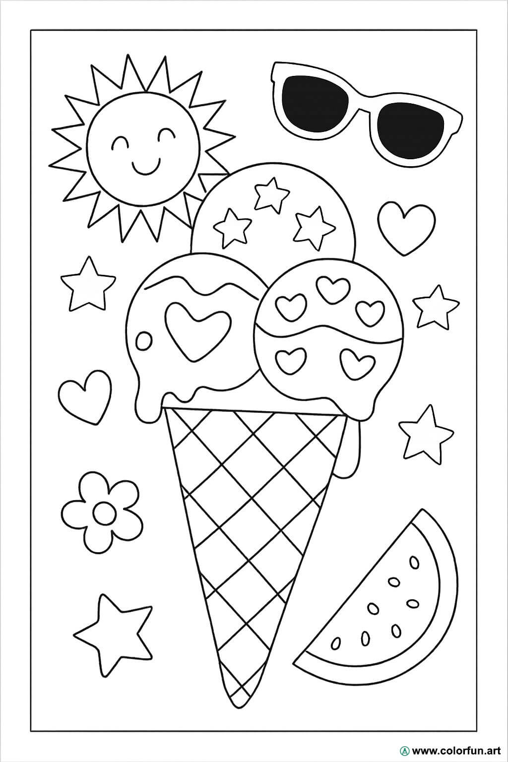 Ice coloring page for summer Download or Print for free