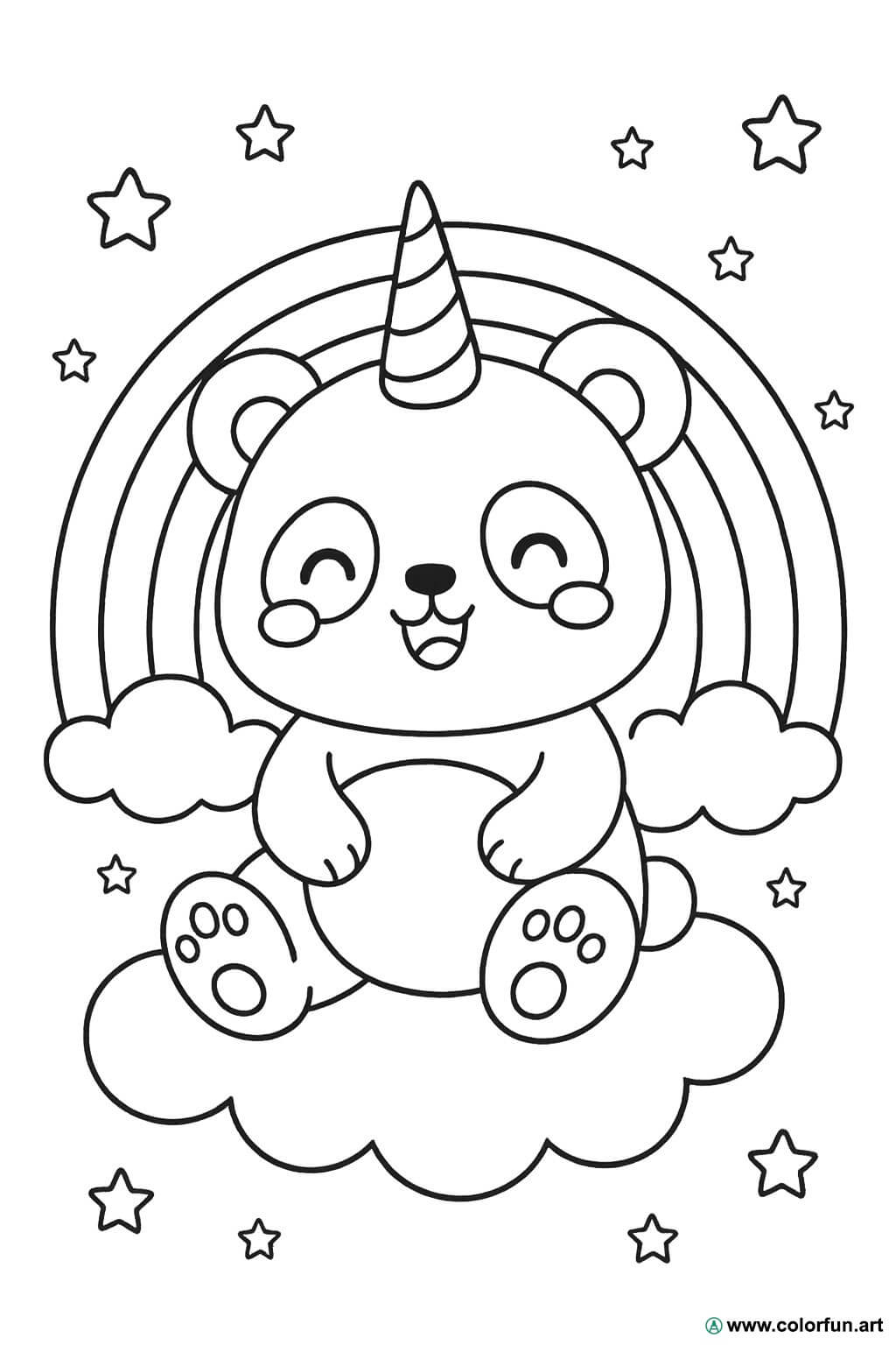 Kolorowanka fantastycznego jednorożca pandy Do pobrania lub ...