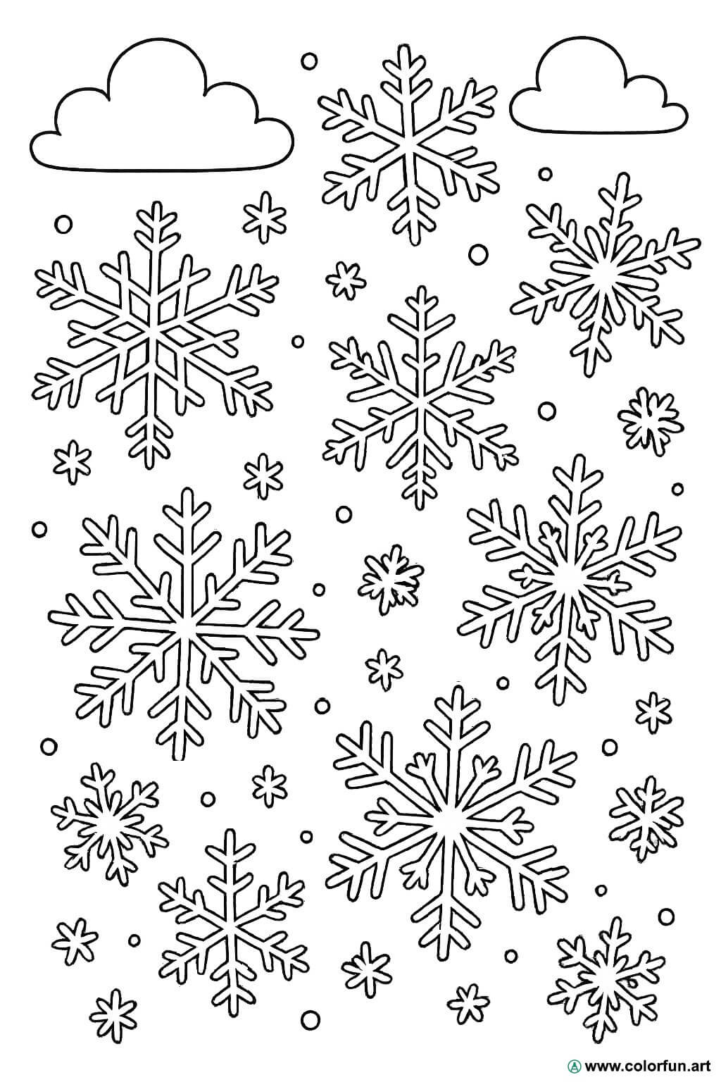 Coloriage des flocons de neige à Télécharger ou à Imprimer gratuitement