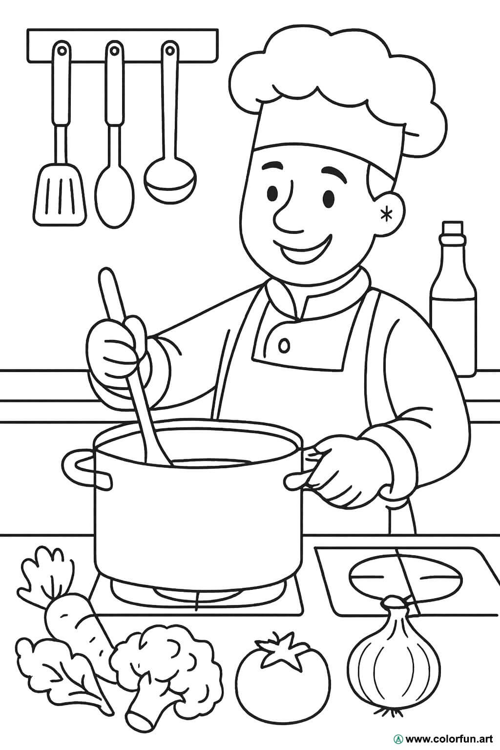 Cooking chef coloring page Download or Print for free