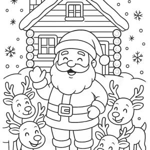 Coloriage du Père Noël, des rennes et du traîneau à Télécharger ou à ...